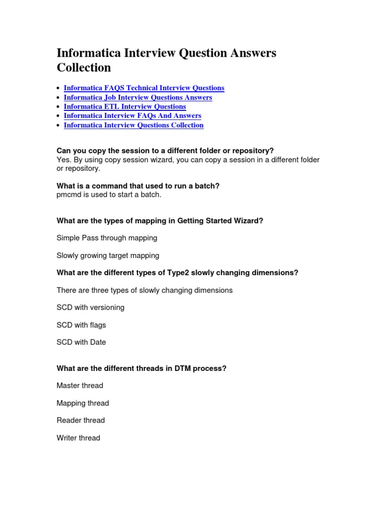 Informatica Interview Question Answers Collection | PDF | Oracle Database | Computer Programming