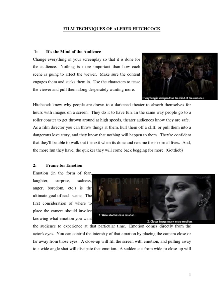 Film Techniques of Alfred Hitchcock | PDF