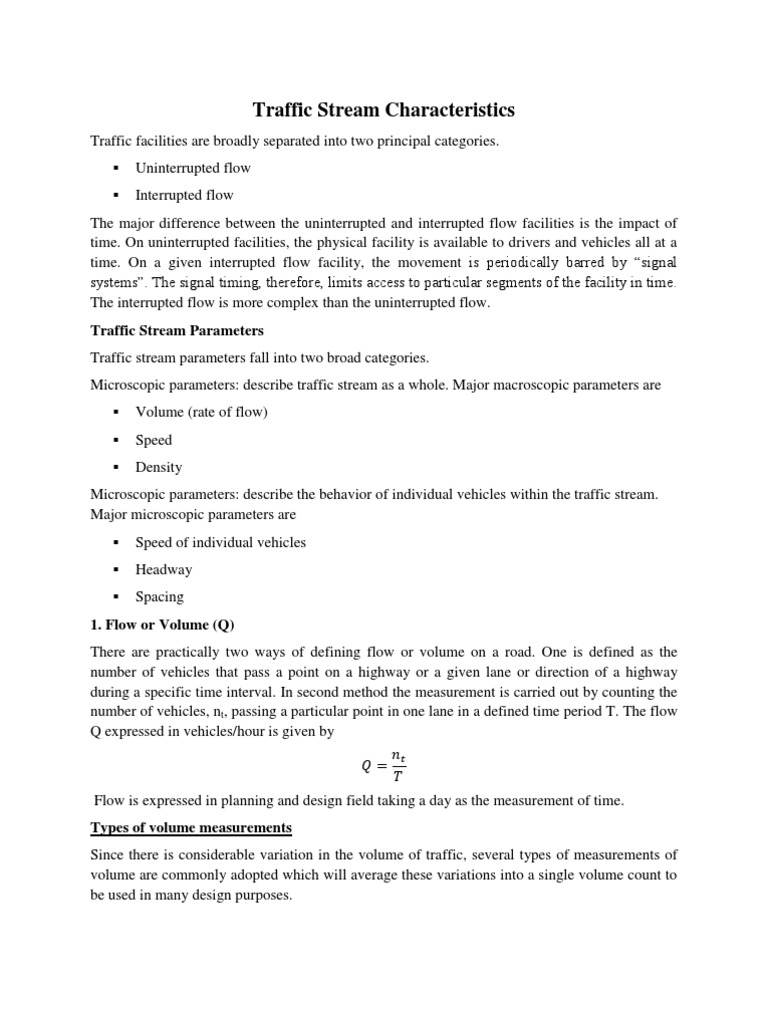 Traffic Stream Characteristics Overview | PDF | Speed | Traffic