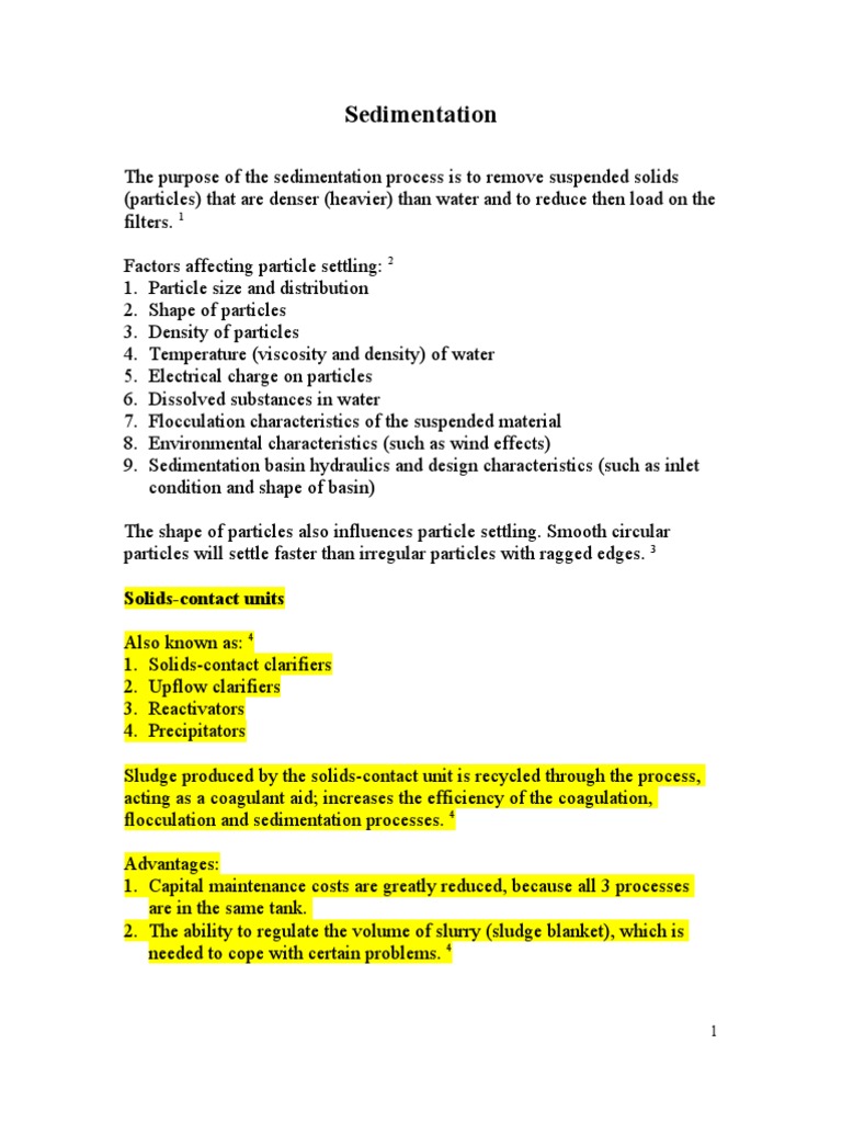 Sedimentation | PDF | Water Purification | Water And The Environment