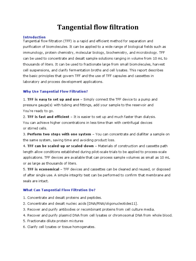 TFF Basics | PDF | Membrane | Membrane Technology