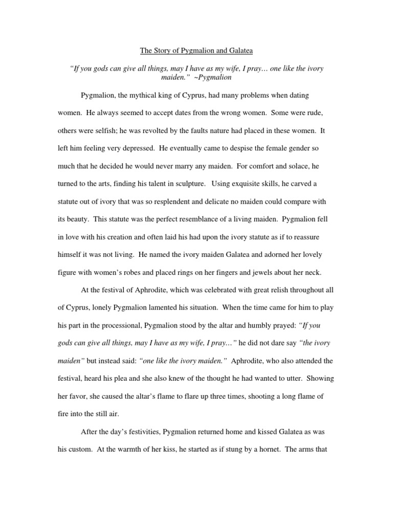The Story of Pygmalion and Galatea | PDF | Aphrodite