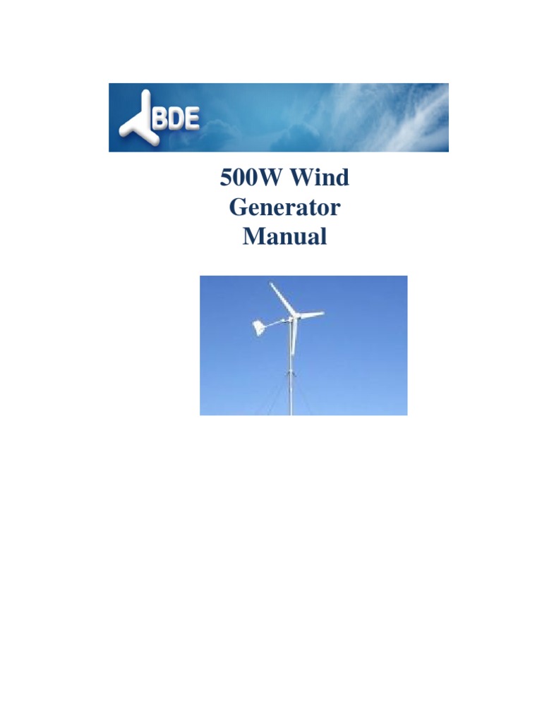 500W Wind Generator Manual | PDF | Power Inverter | Wind Power