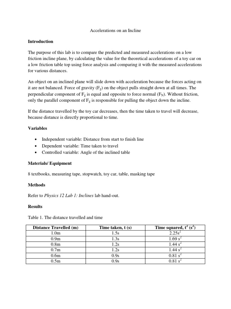 Accelerations On An Incline | PDF | Force | Friction