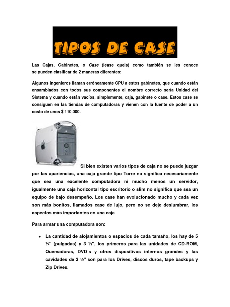 Tipos de Case | PDF | Hardware de la computadora | Servidor (Computación)