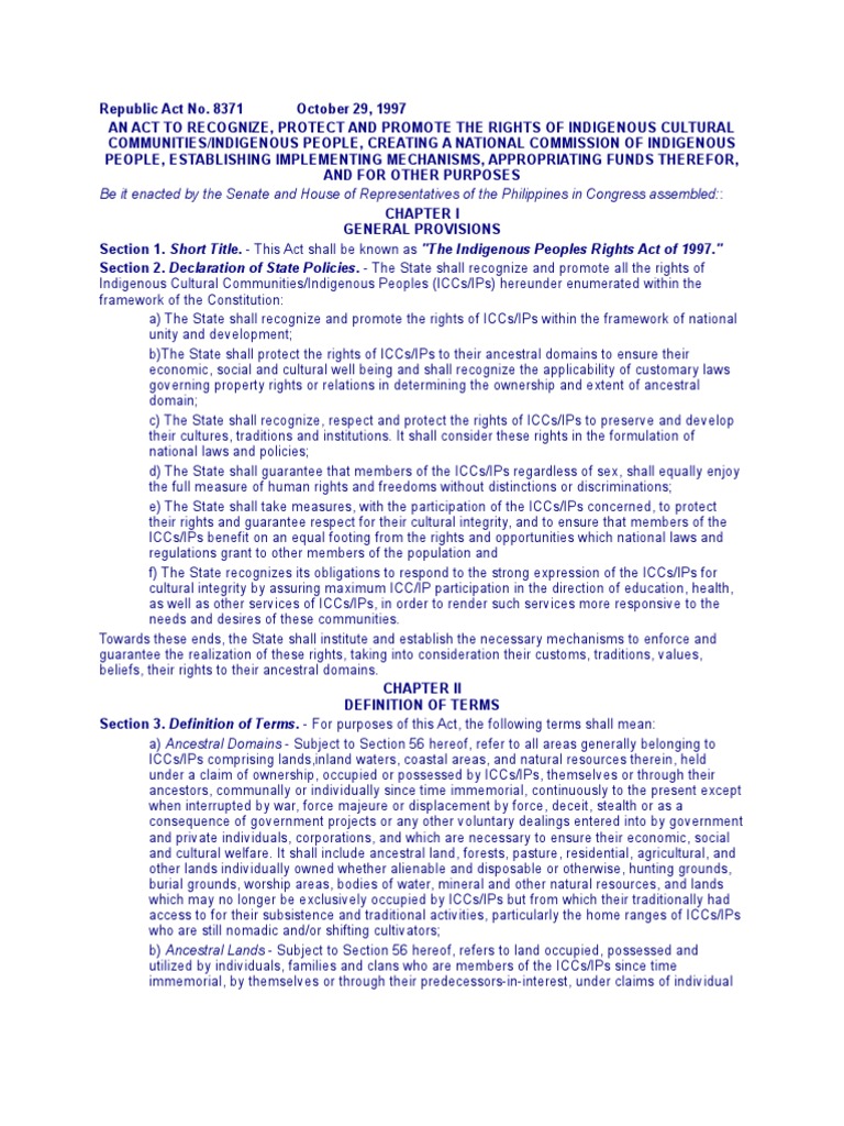 Indigenous Peoples Rights Act 1997 | PDF | Traditional Knowledge ...