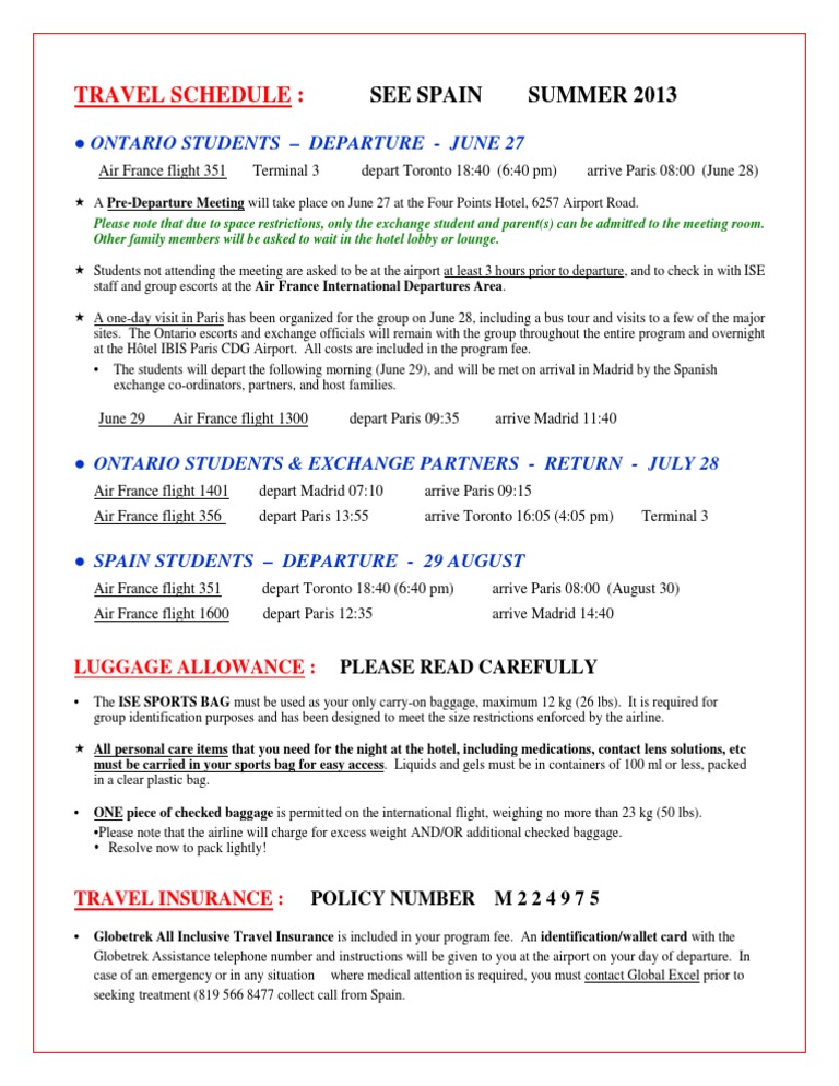 2013 Spain Travel Summer | PDF | Airport | Baggage