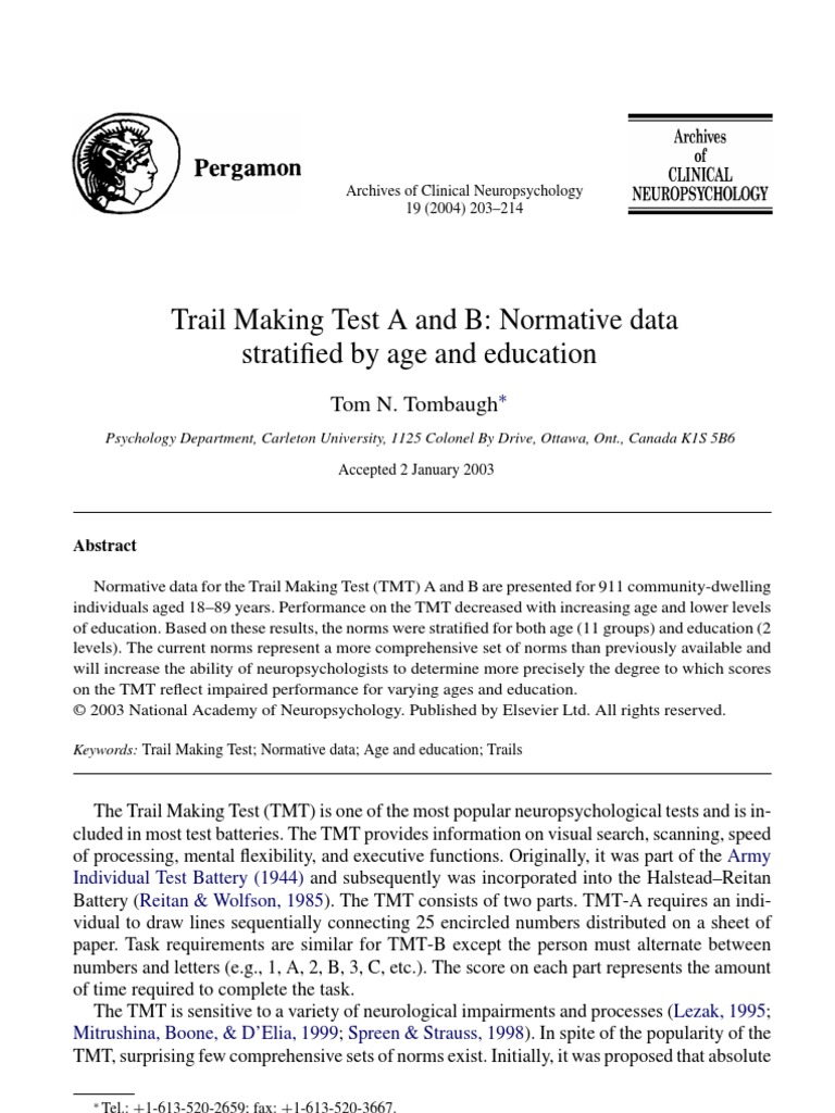 Trail Making Test | Clinical Psychology | Psychology