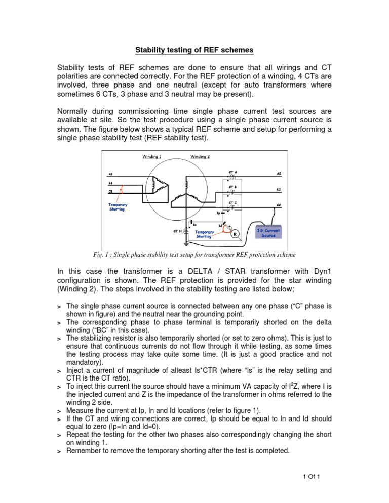 Stability Testing of Tansformer REF Protection Scheme | PDF ...