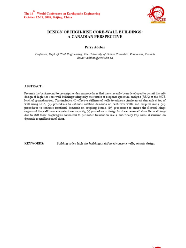 Design of High-Rise Core-Wall Buildings | PDF | Earthquake Engineering ...
