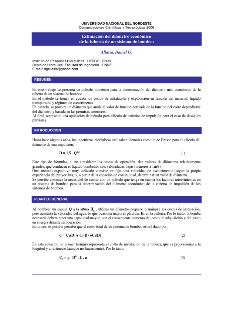 Ecuacion de Bresse | PDF | Bomba | Ecuaciones