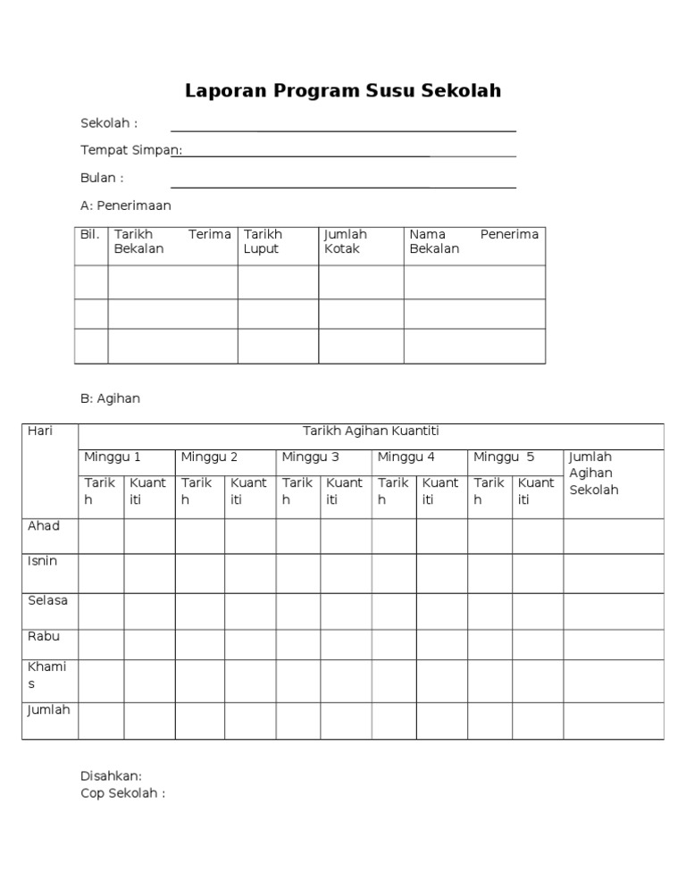 Laporan Program Susu Sekolah | PDF