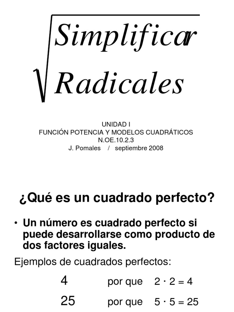 Simplificar Radicales 1224303788549623 8 | PDF | Fracción (Matemáticas ...
