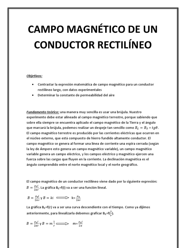 Campo Magnético de Un Conductor Rectilíneo | PDF | Campo magnético de ...
