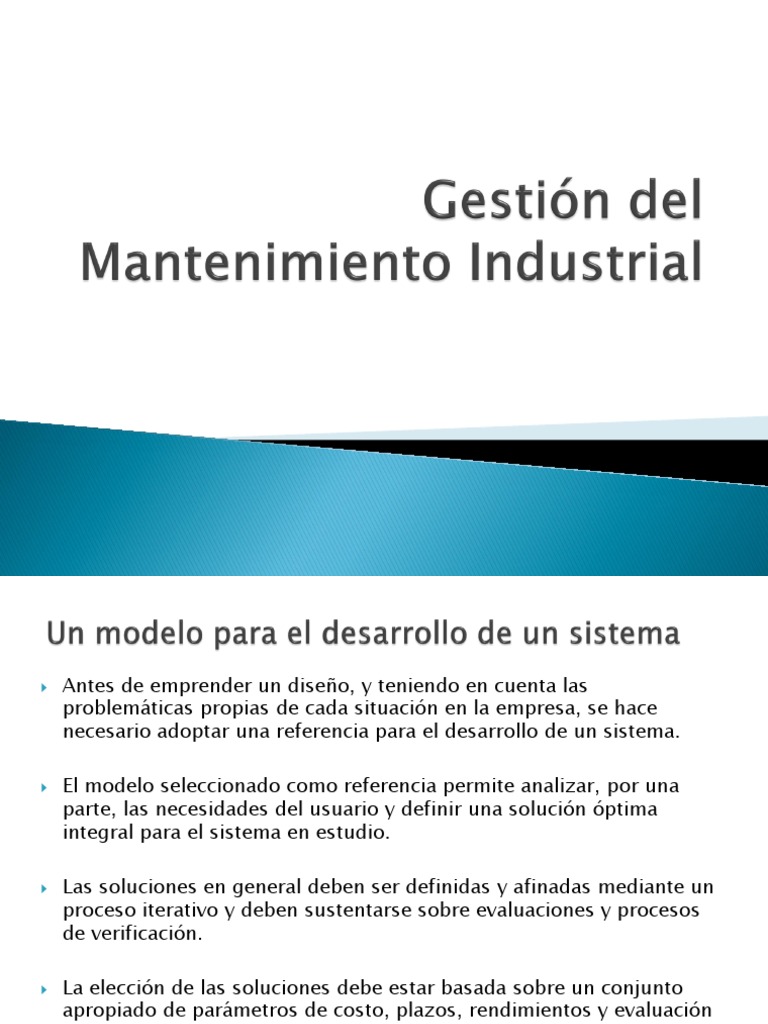 Gestion Del Mantenimiento Industrial | PDF | Ingeniería de confiabilidad | Planificación