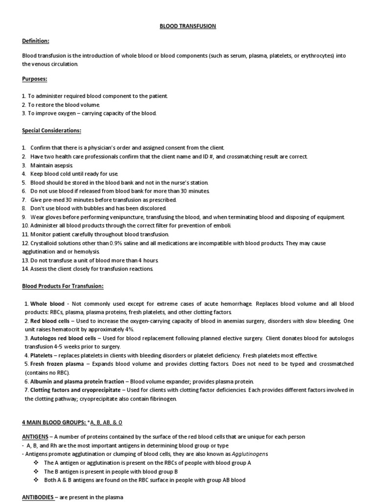 Blood Transfusion Lecture | PDF | Blood Type | Blood Transfusion