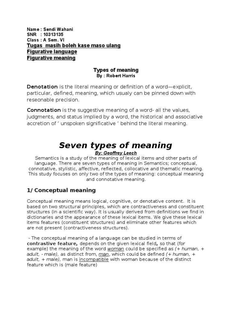 Types of Meaning | PDF | Semantics | Word