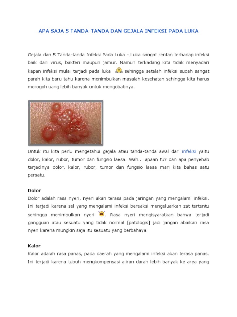 Apa Saja 5 Tanda-Tanda Dan Gejala Infeksi Pada Luka.. | PDF