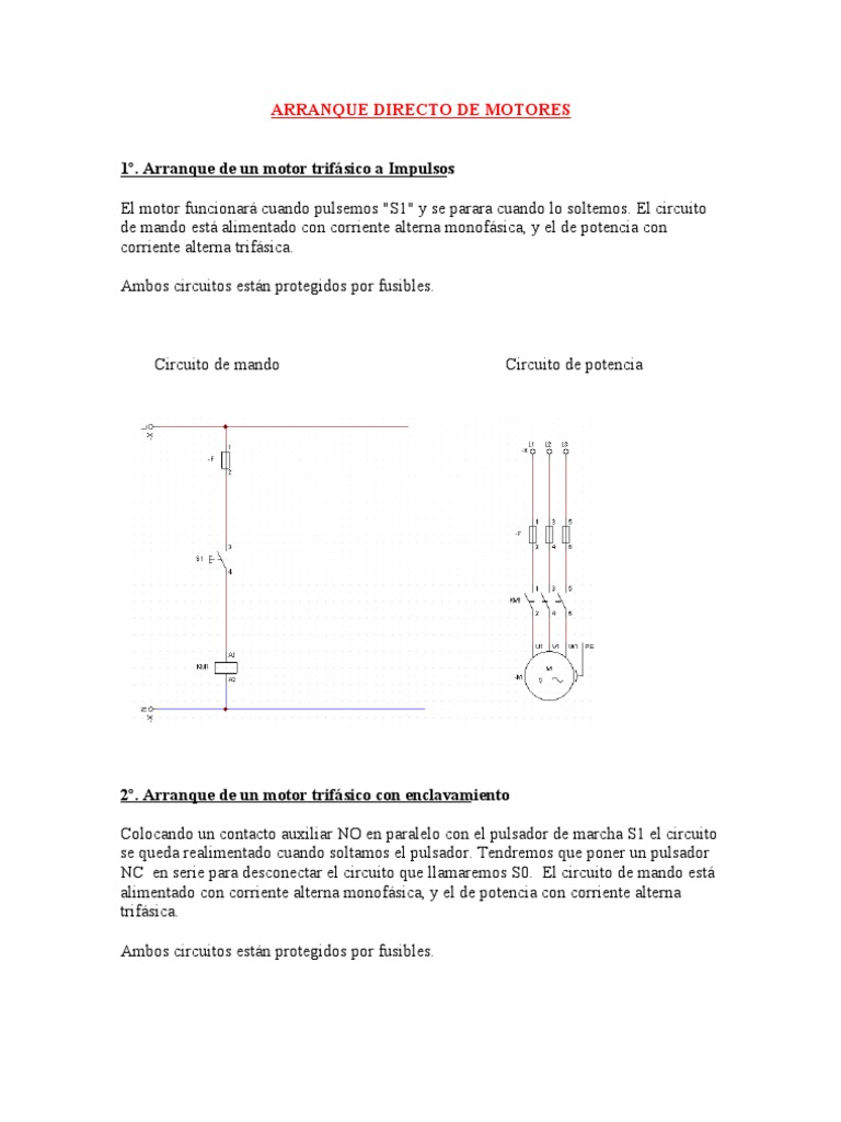 Esquemas Arranque Directo de Motores | PDF | Equipo eléctrico | Poder (Física)