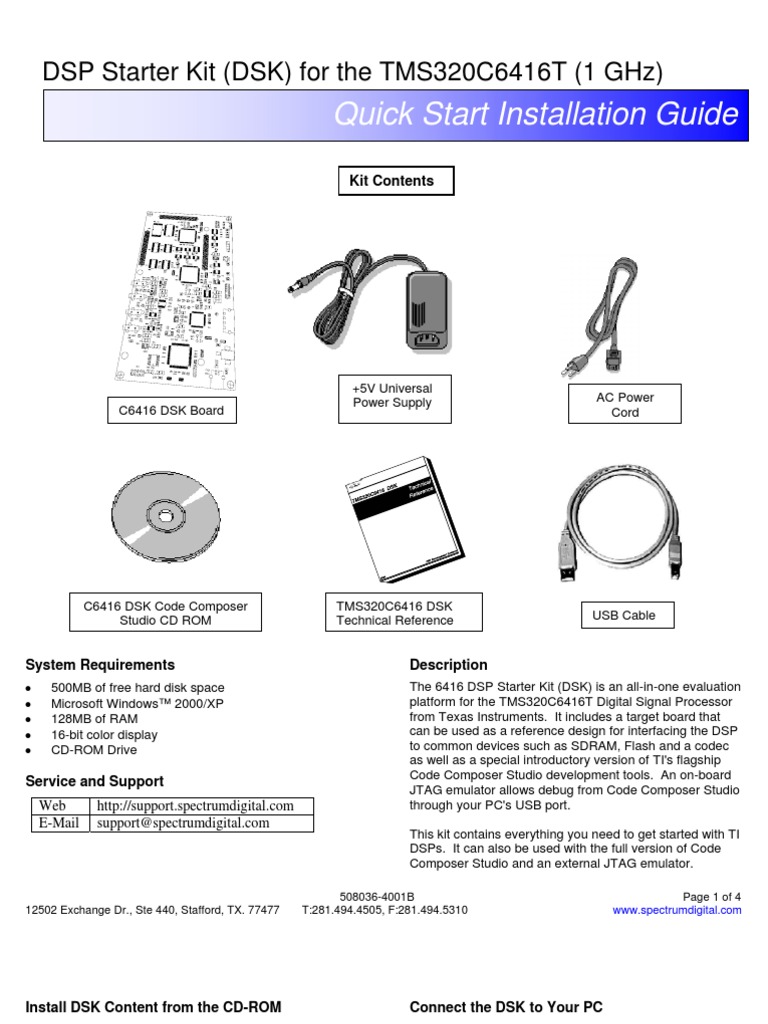 6416 DSK Quickstartguide | PDF | Usb | Digital Signal Processor