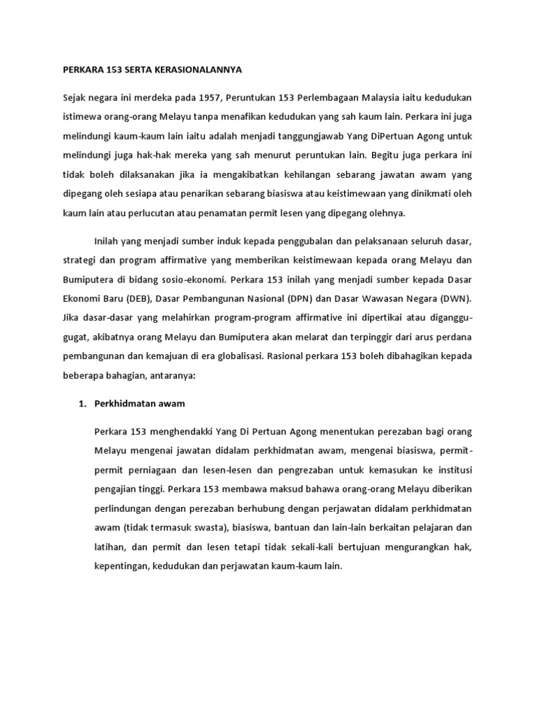 Perkara 153 Serta Kerasionalannya | PDF
