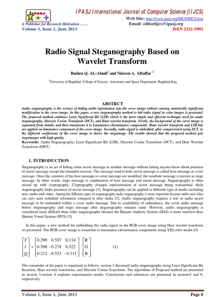 Radio Signal Steganography Based On Wavelet Transform | PDF | Wavelet ...