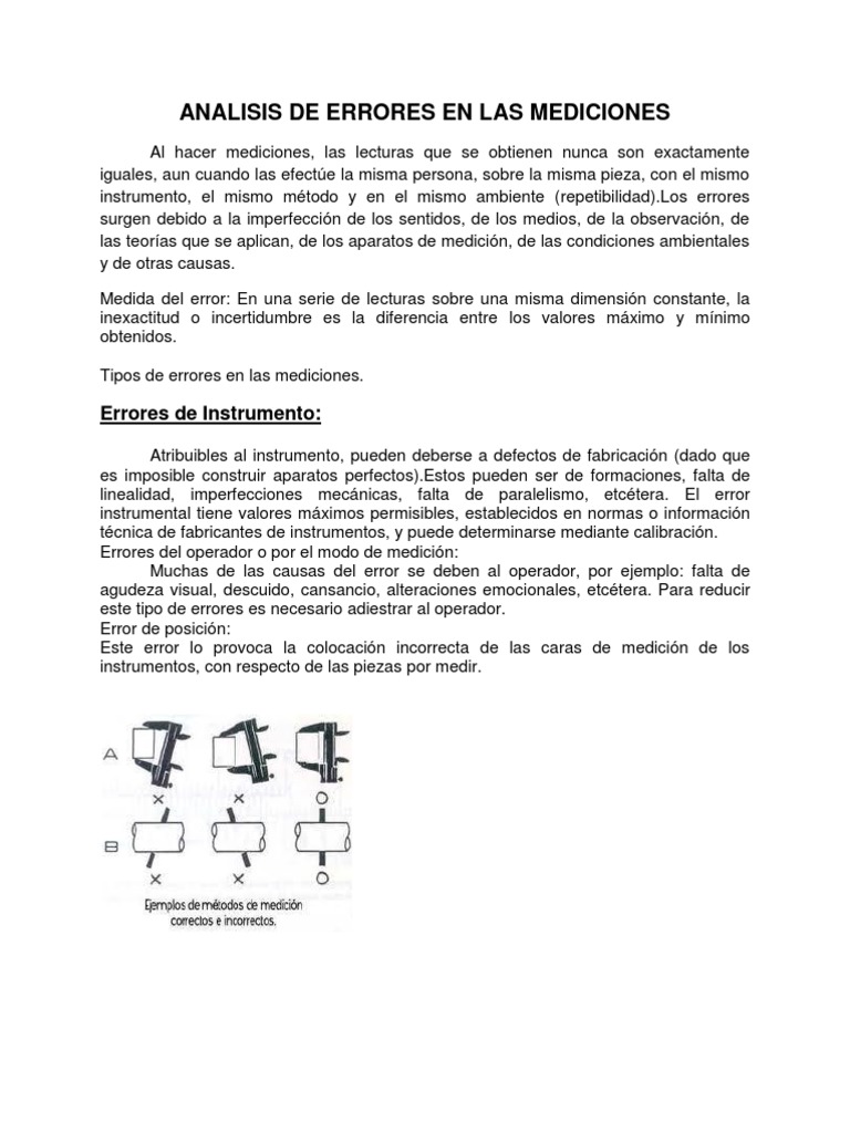 Analisis de Errores en Las Mediciones | PDF | Medición | Calibración