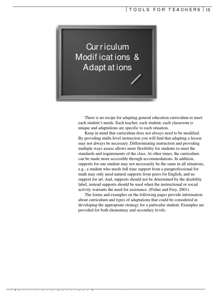 Curriculum Modifications and Adaptations | PDF | Curriculum ...