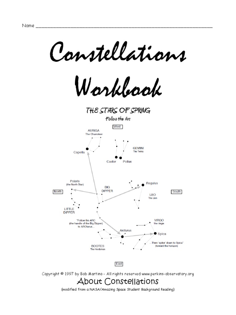 Constellation Work Book | PDF | Constellation | Stars