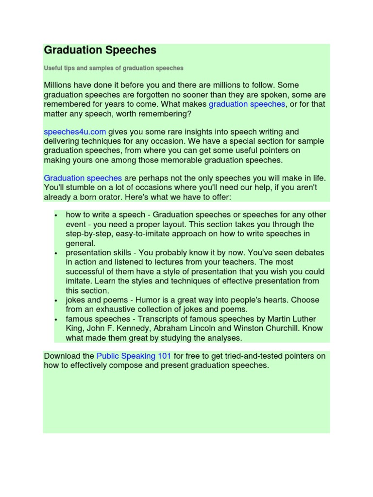 Graduation Speech | PDF | Groomsman | Public Speaking