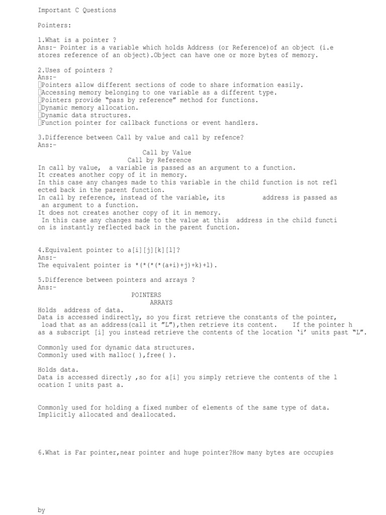 C Questions Pdf Pointer Computer Programming Variable Computer Science