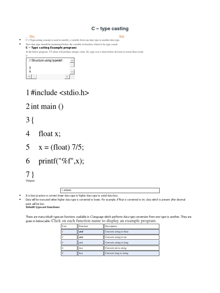 C Type Conversion Functions | PDF | C (Programming Language) | Software ...