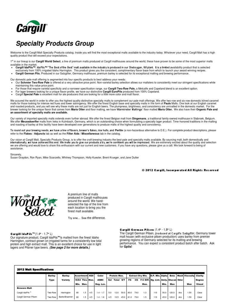Cargill Brochure | Download Free PDF | Malt | Ale