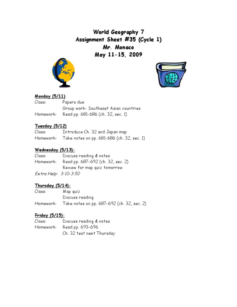 World Geography 7 Assignment Overview | PDF