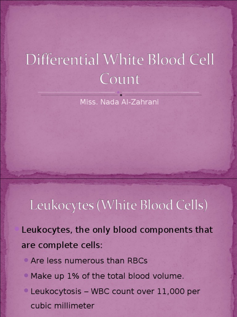 Differential White Blood Cell Count | PDF | White Blood Cell | Cells