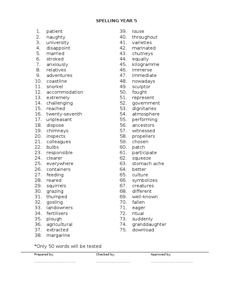 Spelling Yr5 | PDF
