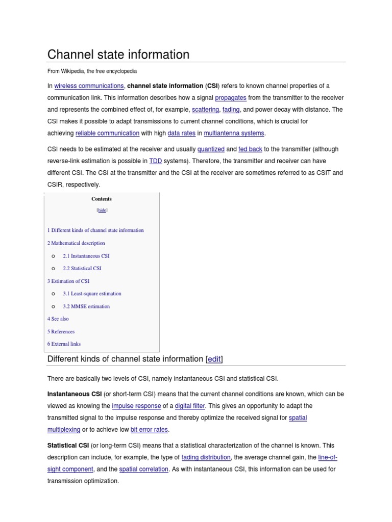 Channel State Information | PDF | Radio Technology | Telecommunications
