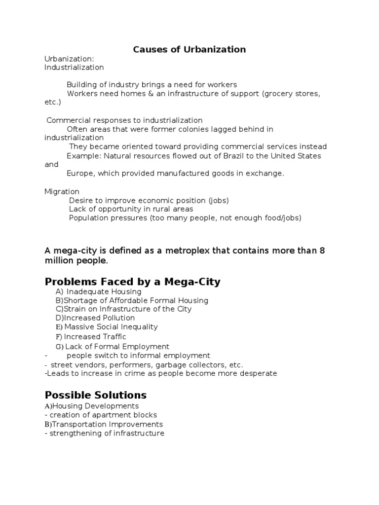 WEEK 3-LESSON 3-Causes of Urbanization | PDF