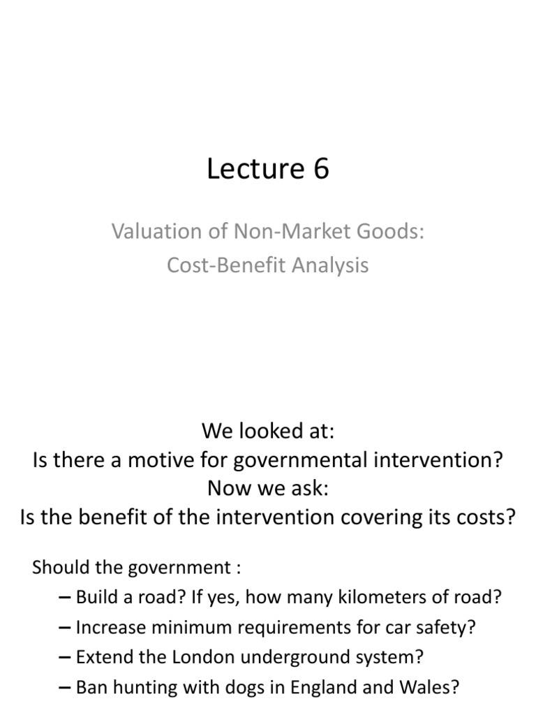 Valuation of Non-Market Goods: Cost-Benefit Analysis | PDF | Cost ...
