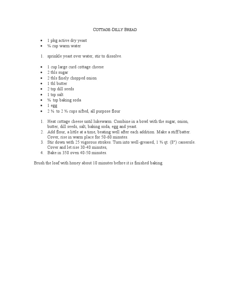 Dilly Bread | PDF | Cooking, Food & Wine