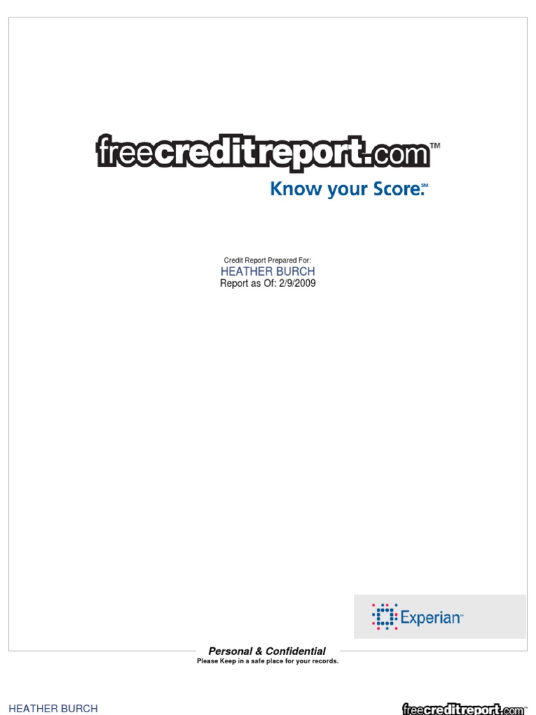 Printable Report | PDF | Credit History | Credit Score