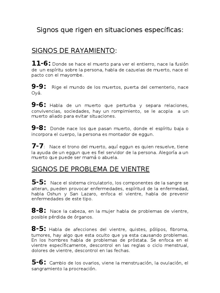 Signos Que Rigen en Situaciones Específicas | PDF | Santeria ...
