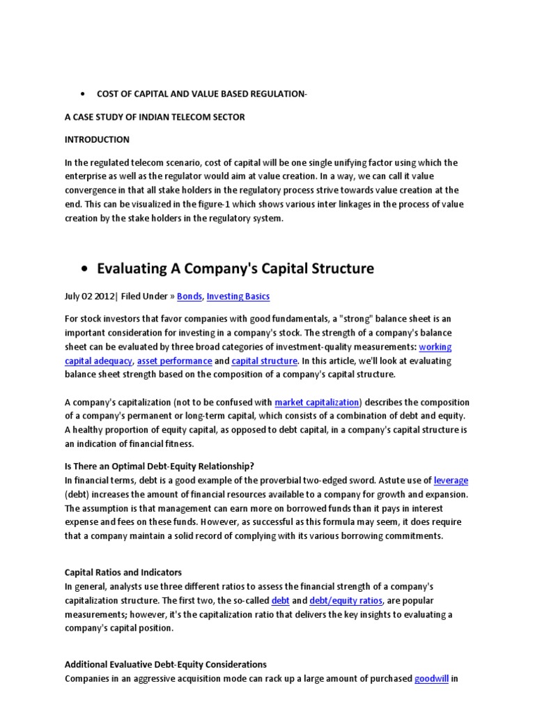 Evaluating A Company's Capital Structure | PDF | Business | Finance ...