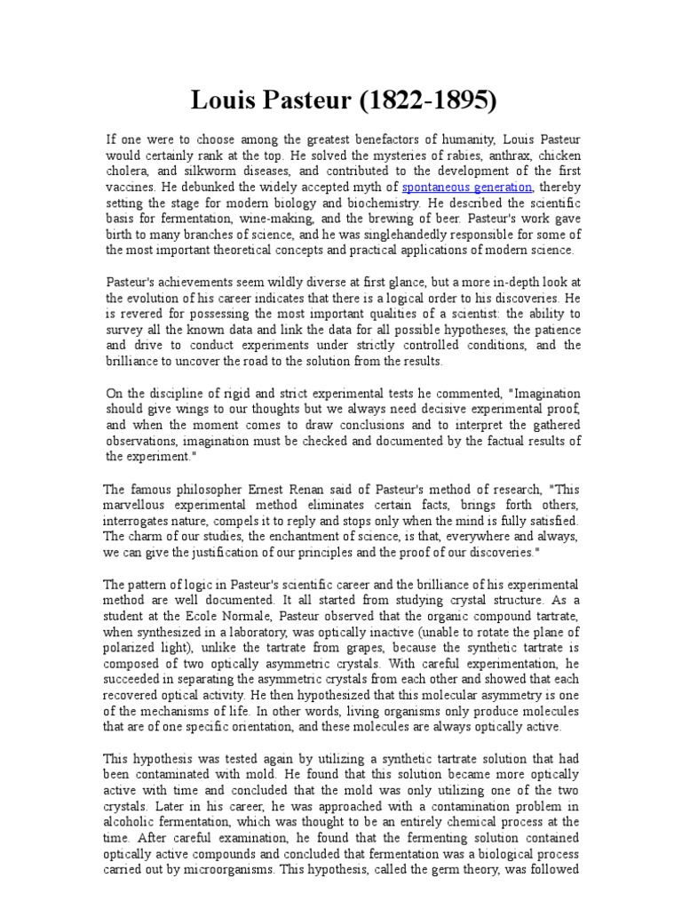 Louis Pasteur | PDF | Louis Pasteur | Experiment