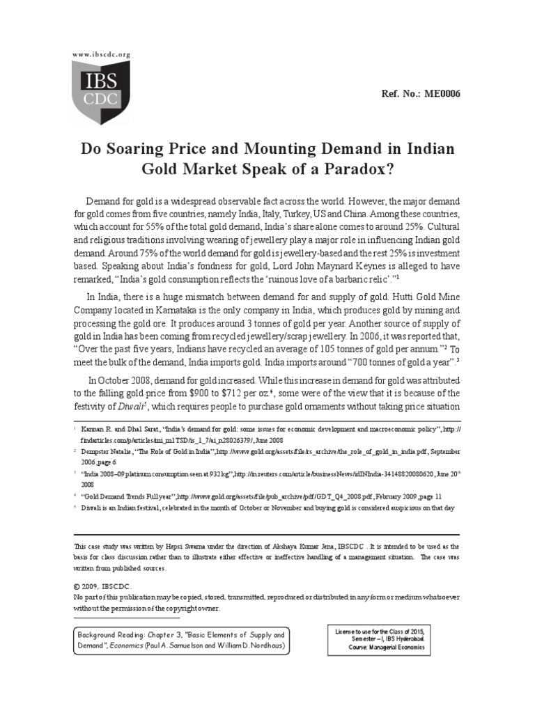 ME0006 Do Soaring Price and Mounting Demand in Indian | PDF | Demand ...