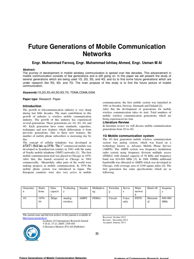 Mobile Generations1 | PDF | Computer Network | 4 G