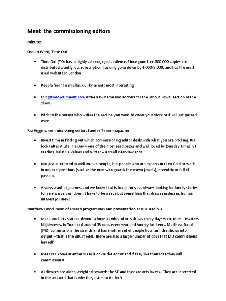 Meet The Commissioning Editors | PDF | Journalism | News