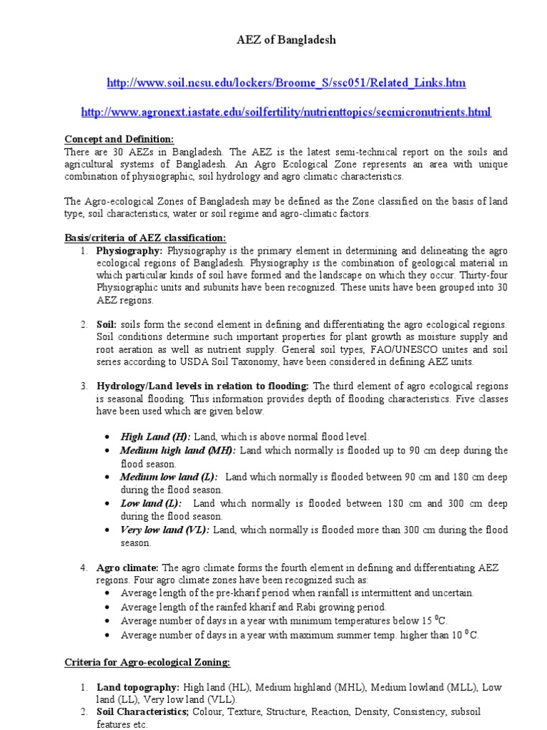 AEZ of Bangladesh: Concept and Definition | PDF | Organic Matter | Soil