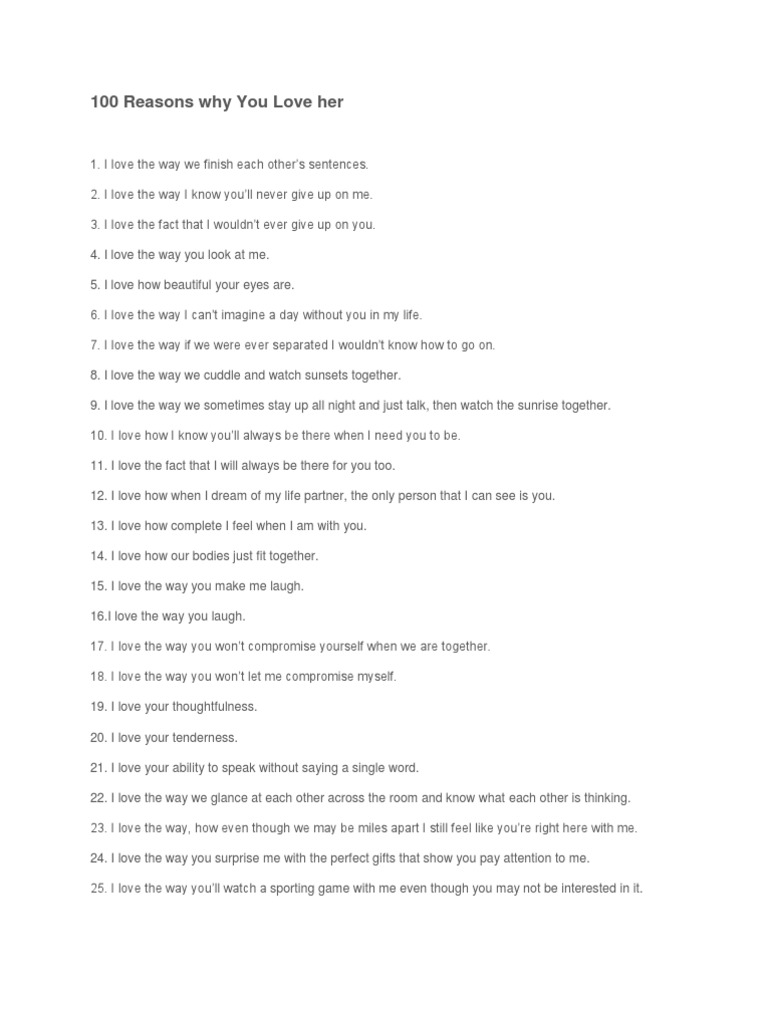 100 Reasons Why You Love Her