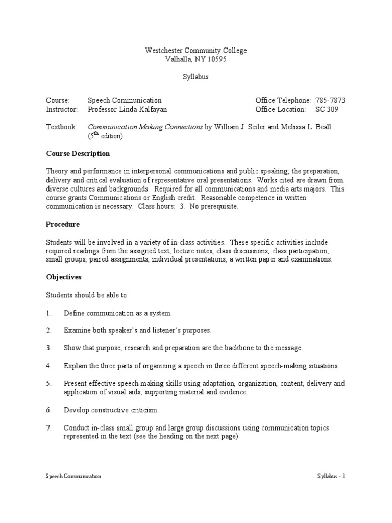 8 Speech Comm Syllabus 2 | PDF | Public Speaking | Lecture
